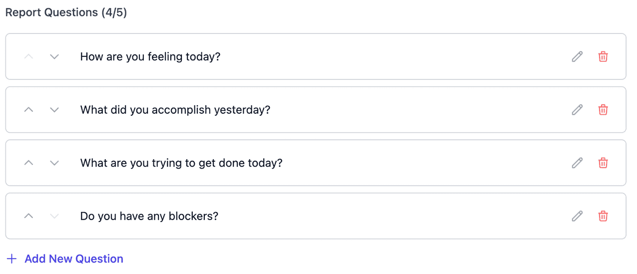 Customizing standup questions - StandupWizard